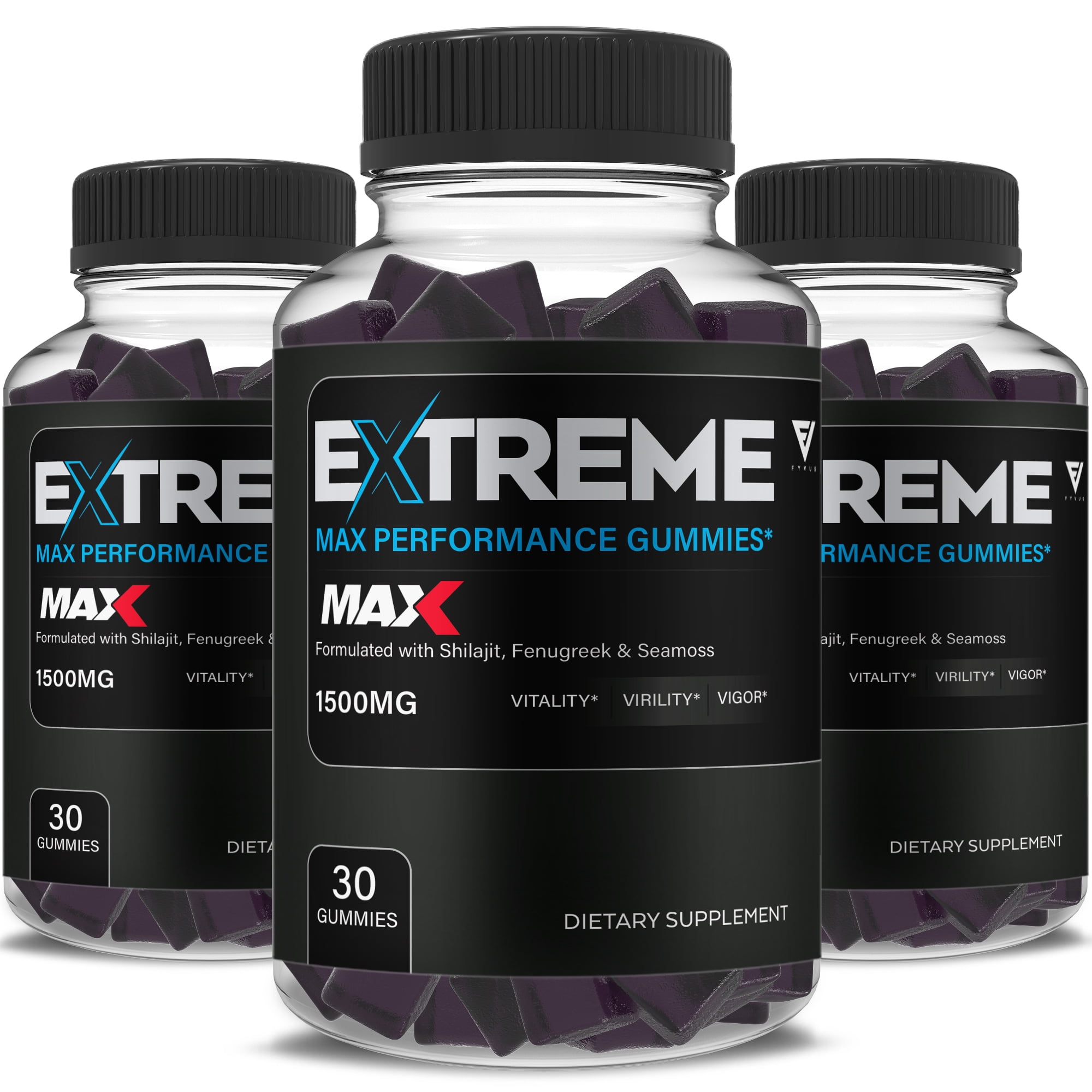 (3 Pack) Extreme Max Performance Gummies ExtremeMax Supplement (3 Month ...