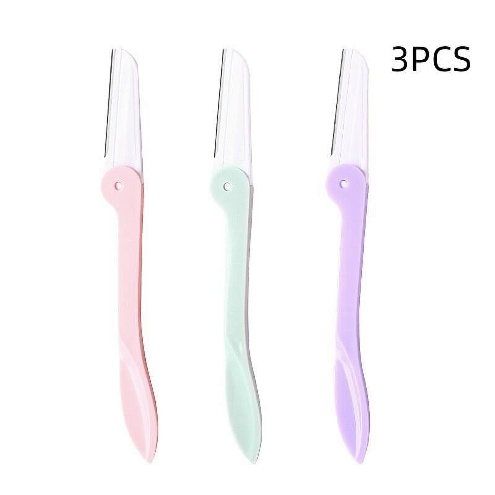 3 Pack Eyebrow Razors Folding Facial Razor for Women Face Hair Remover Exfoliating Dermaplaning ...