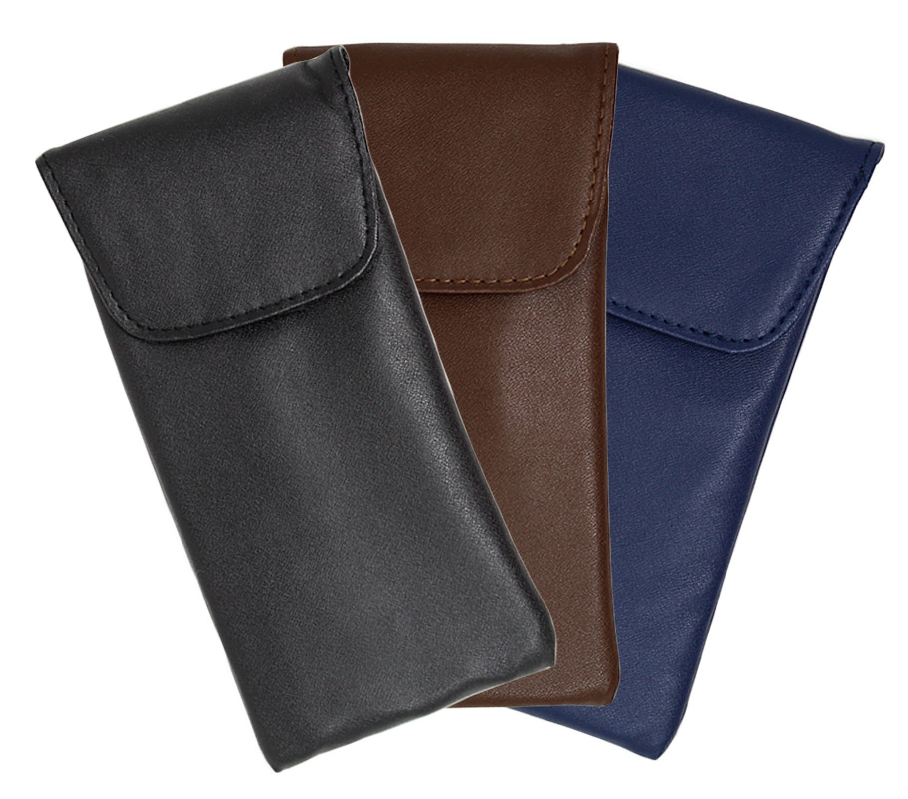 3 Pack Eyeglass Case Top Closure, Slip In Eyeglass Case Soft Faux ...