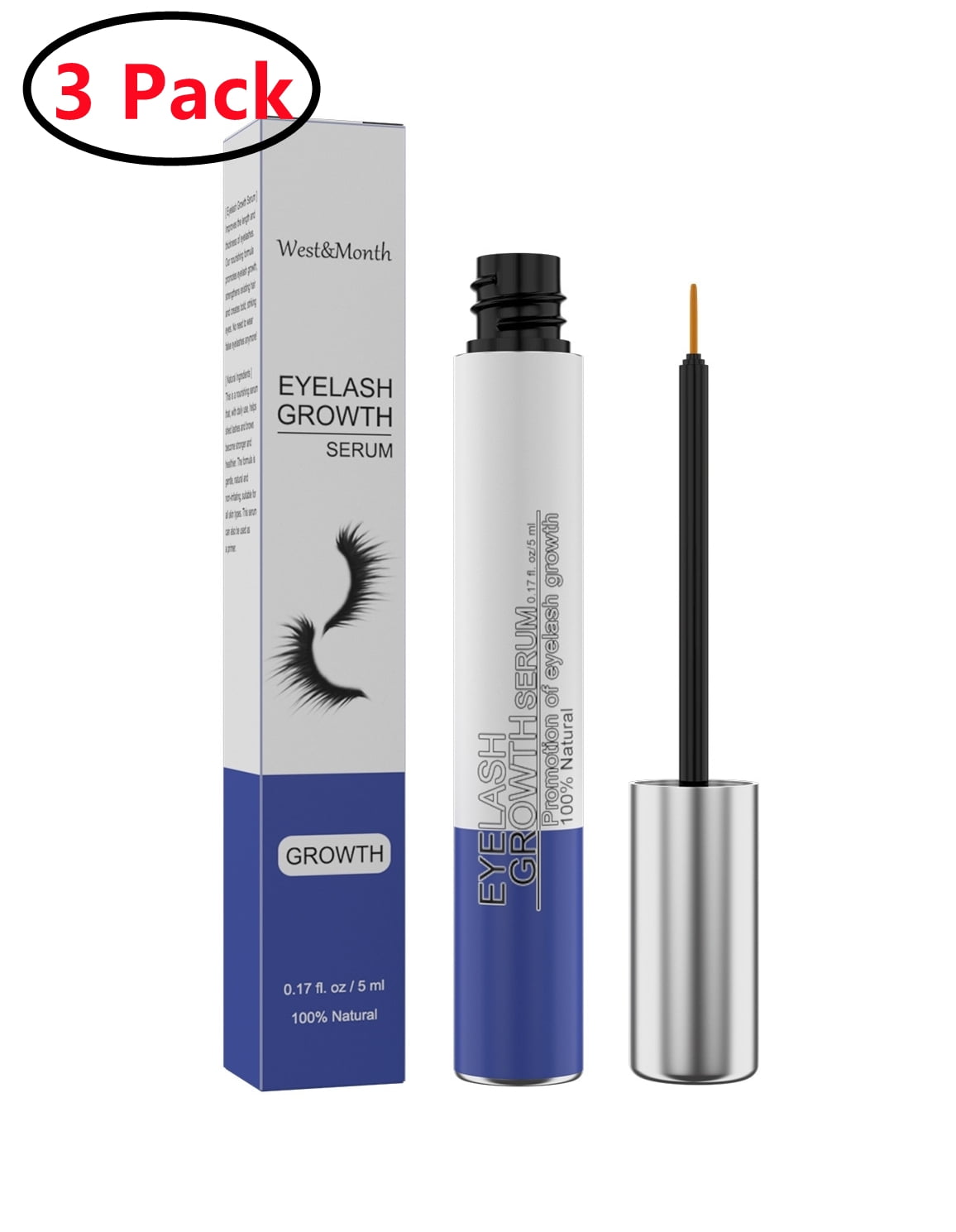 3 Pack Eyelash Serum For Thicker Longer Eyelashes And Eyebrows Grow