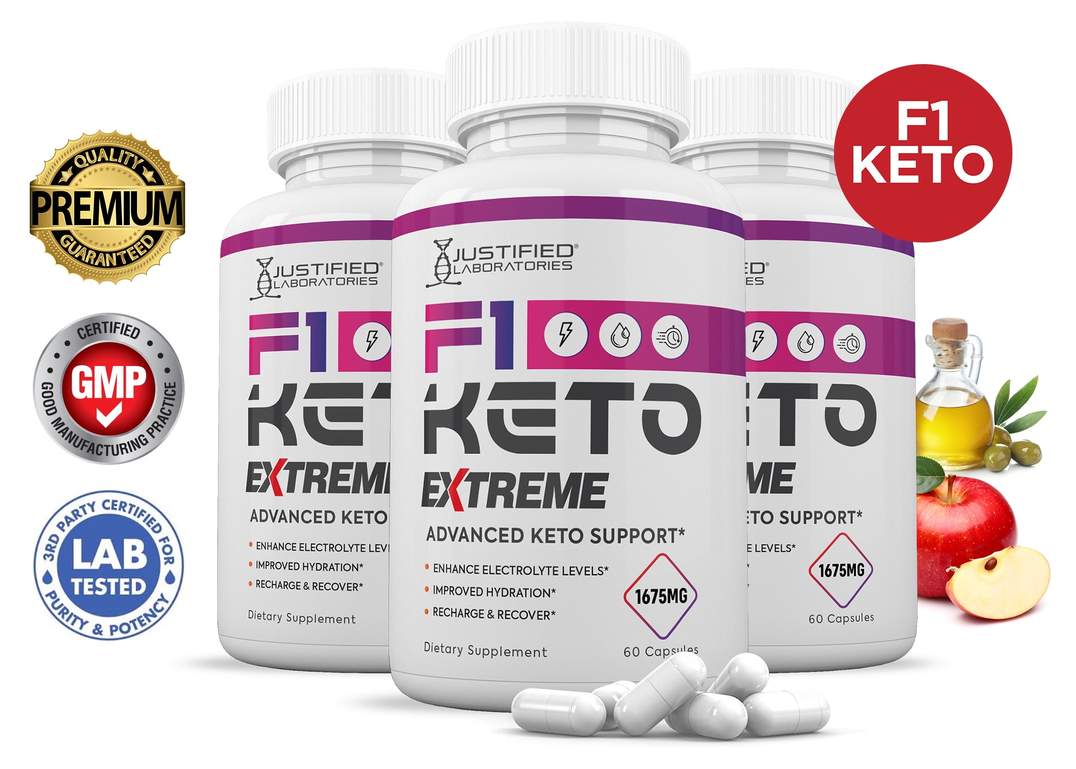 (3 Pack) F1 Keto ACV Extreme Pills 1675mg Alternative to Gummies ...