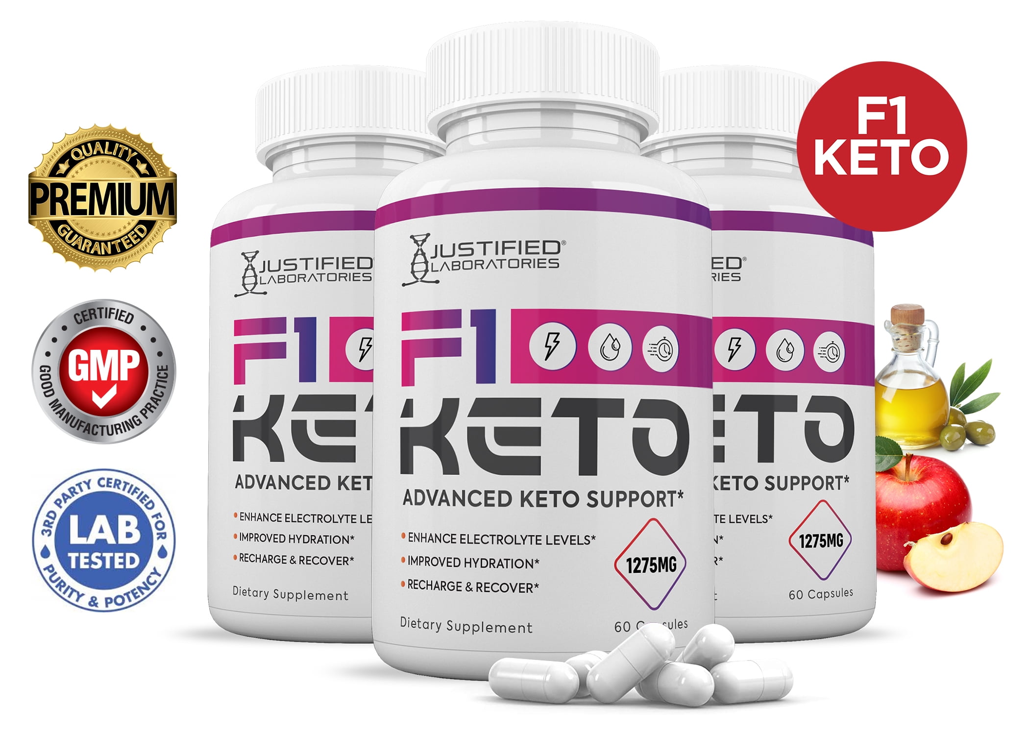 (3 Pack) F1 Keto ACV Pills 1275mg Alternative to Gummies Dietary ...