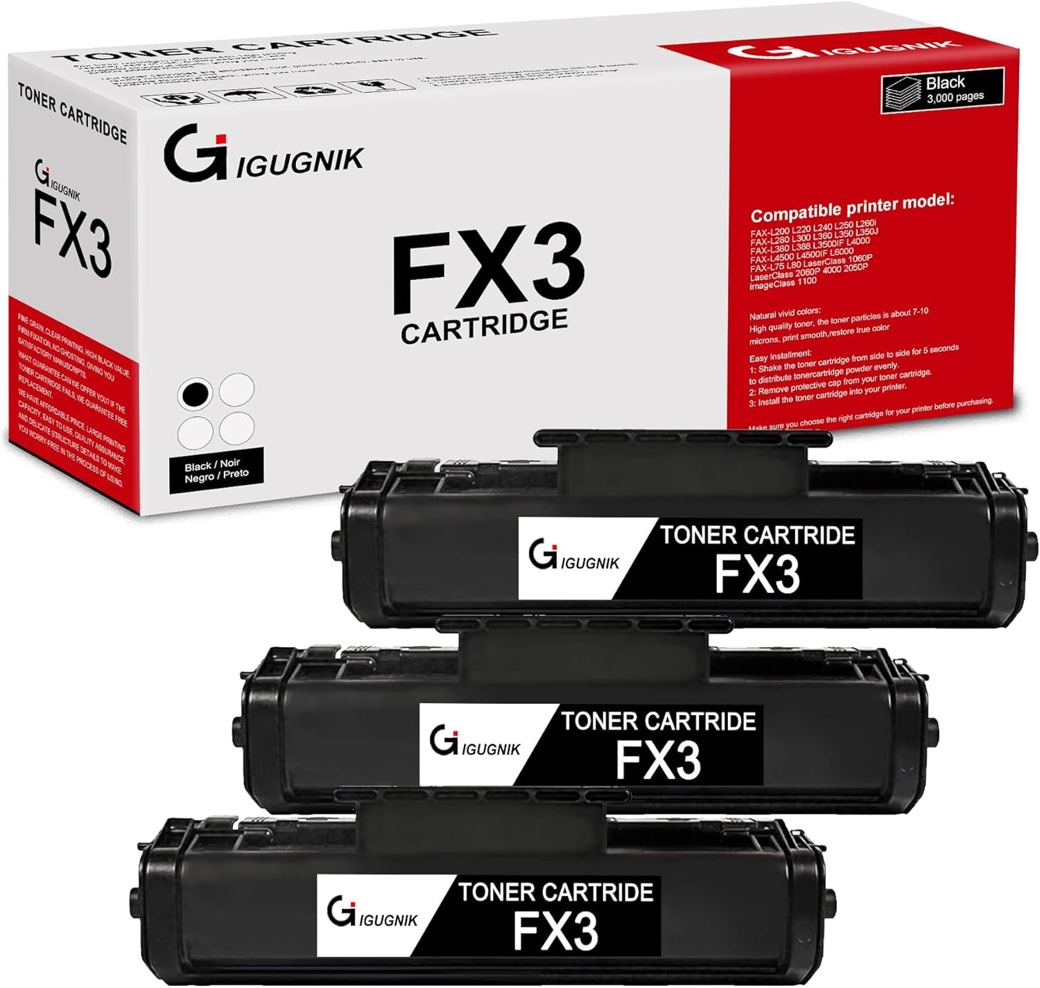 3 Pack FX3 1557A002BA Black Toner Cartridge Compatible FX3 Replacement ...