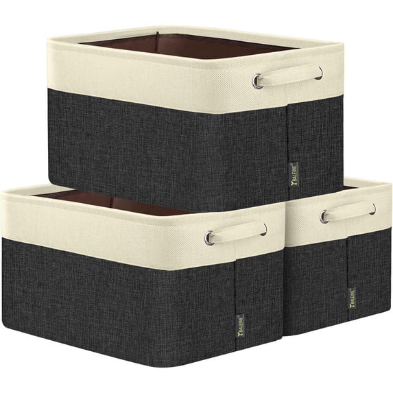 3 Pack Fabric Closet Storage Bins for Shelves, Linen Closet Organizers ...
