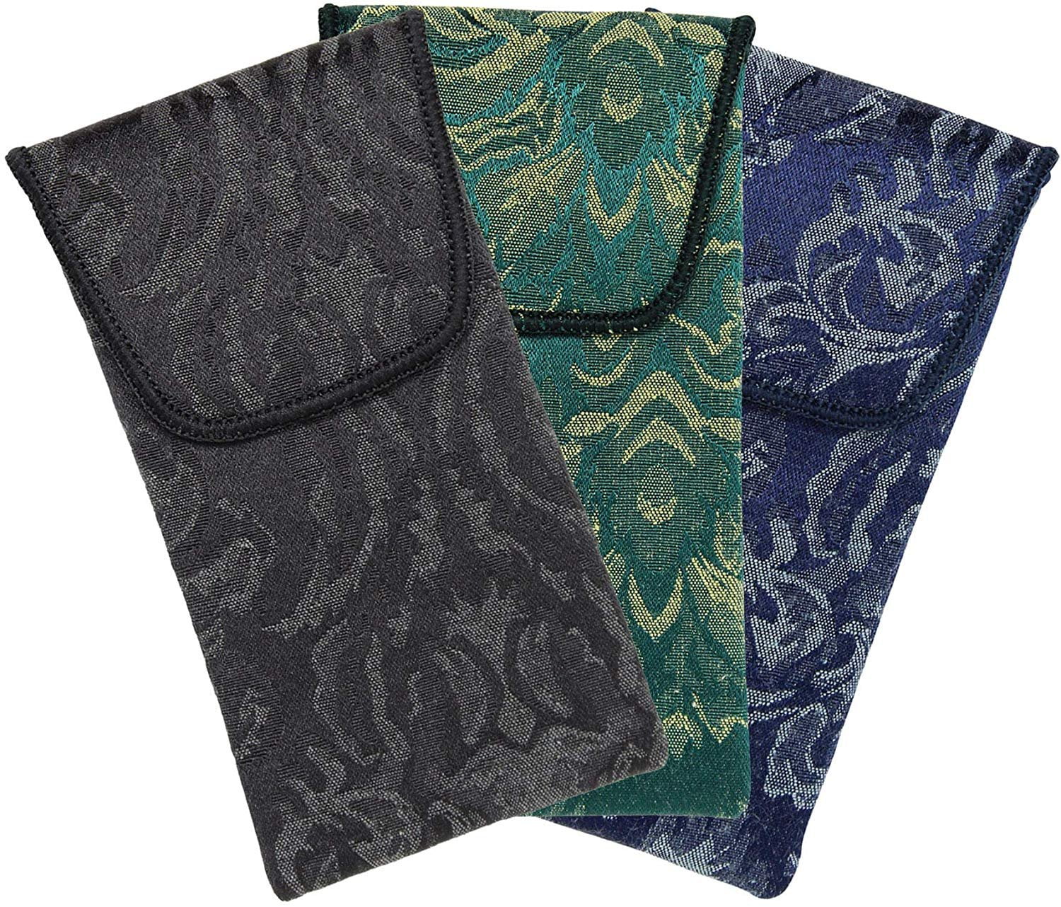 3 Pack Fabric Eyeglass Case Top Closure, Slip In Eyeglass Case Soft For ...