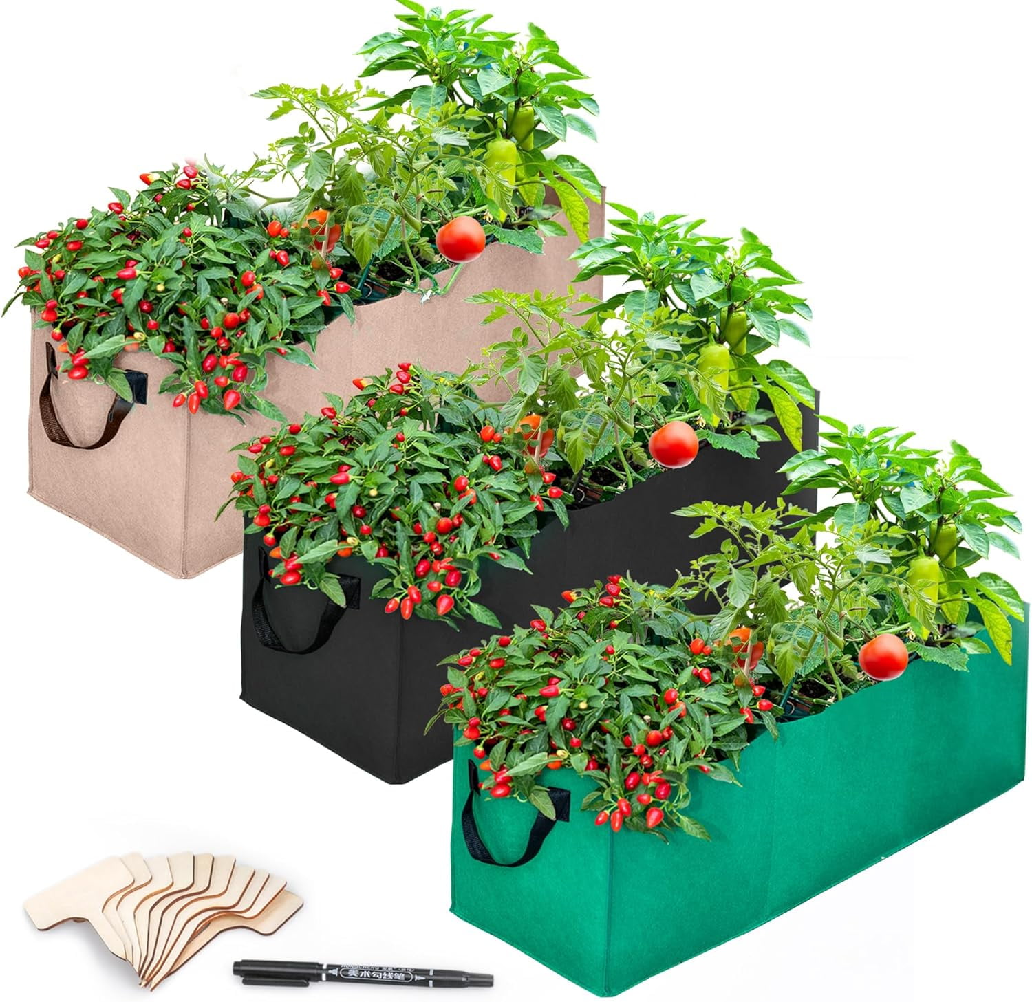 3-Pack Fabric Raised Garden Bed 1x1x3ft - Portable Rectangular Grow ...