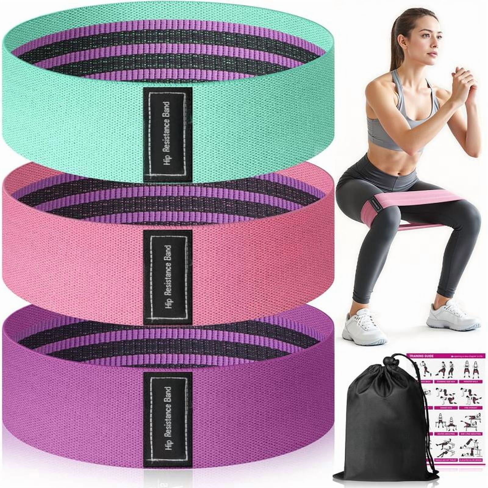 3-Pack Fabric Resistance Bands with 3 Resistance Levels for Legs ...