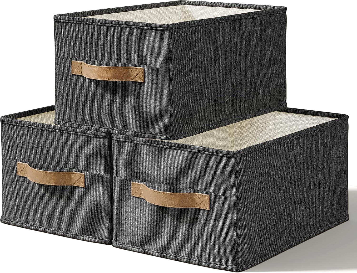 3 Pack Fabric Storage Bins for Shelves | 16.25x12x10in Closet ...