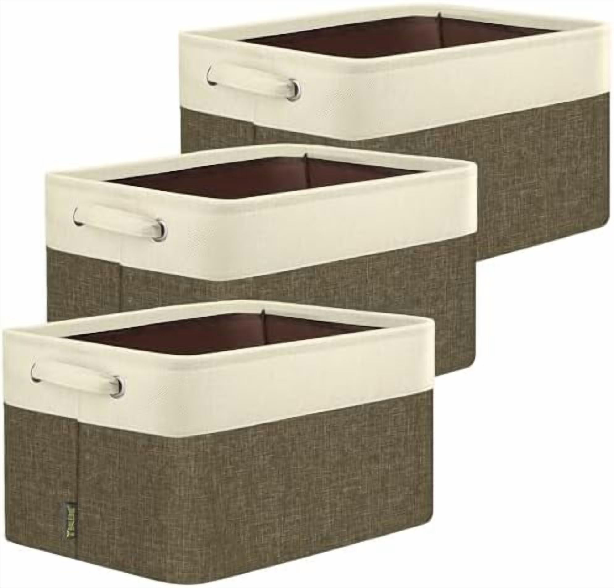 3 Pack Fabric Storage Bins for Shelves, Linen Storage Baskets for ...