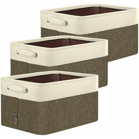 3 Pack Fabric Storage Bins for Shelves, Linen Storage Baskets for ...