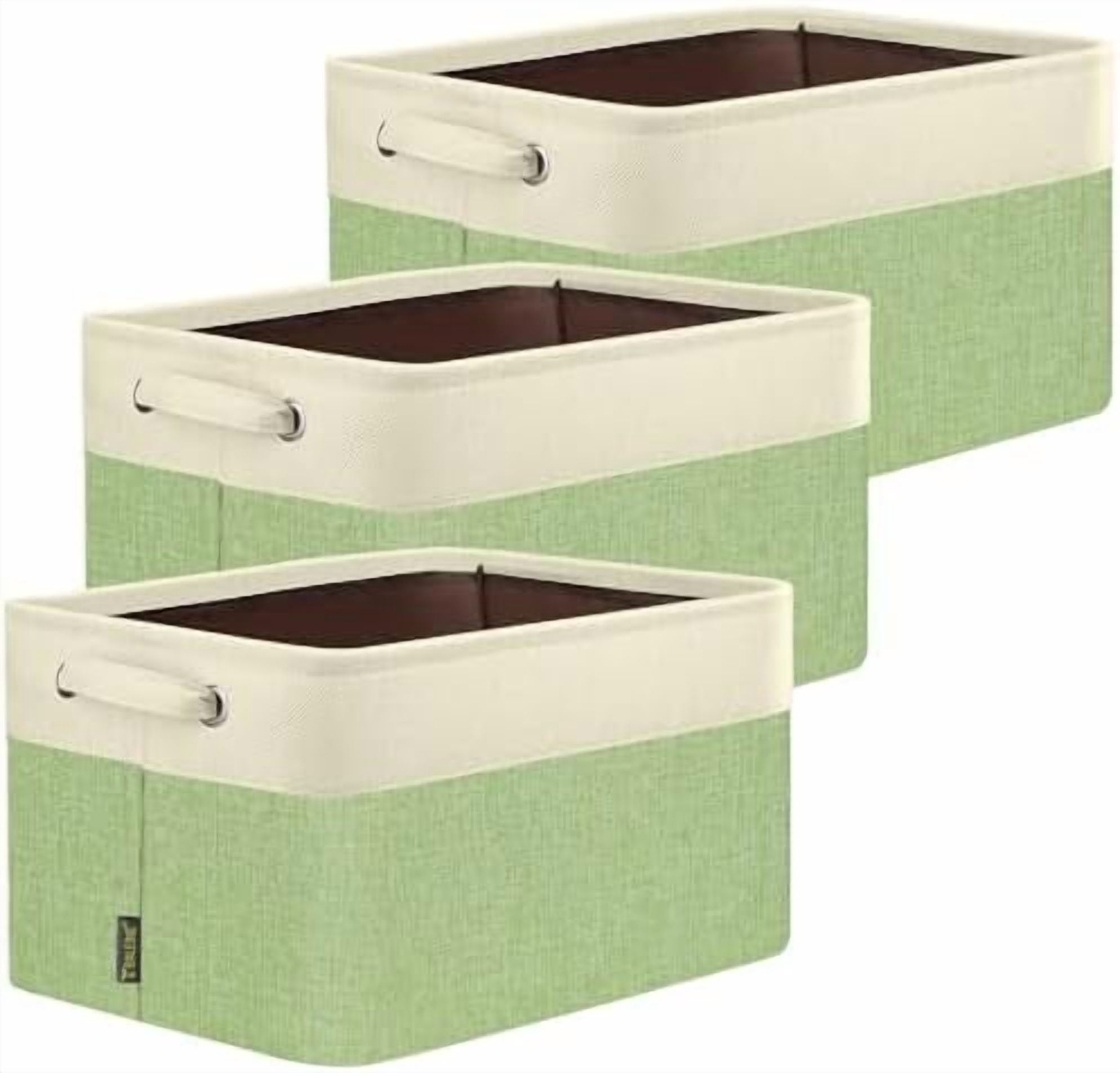3 Pack Fabric Storage Bins for Shelves, Linen Storage Baskets for ...