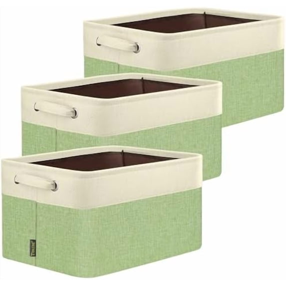 3 Pack Fabric Storage Bins for Shelves, Linen Storage Baskets for ...