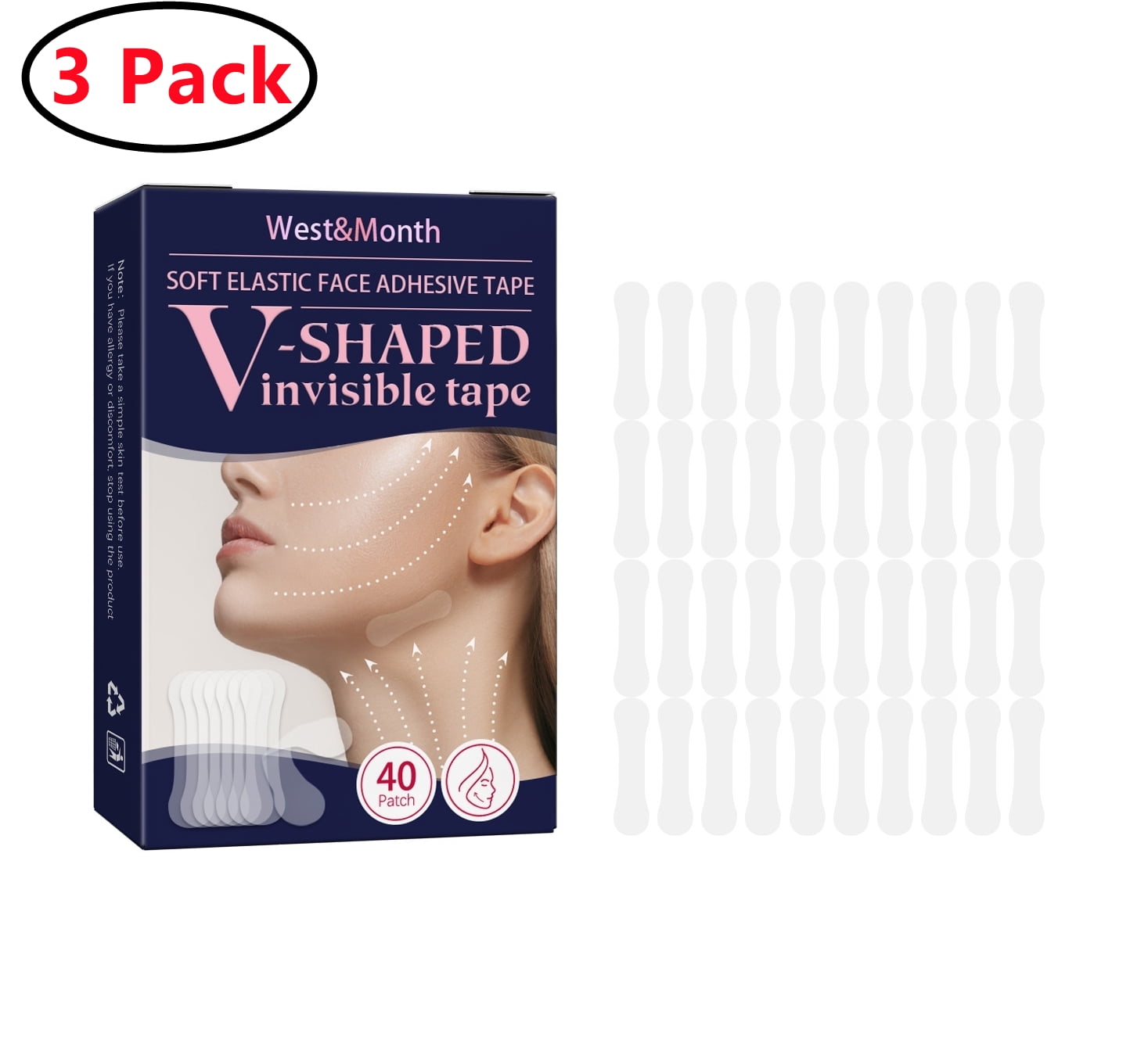 3 Pack Face Lift Tape, Face Tape Lifting Invisible, Lift Saggy Skin ...