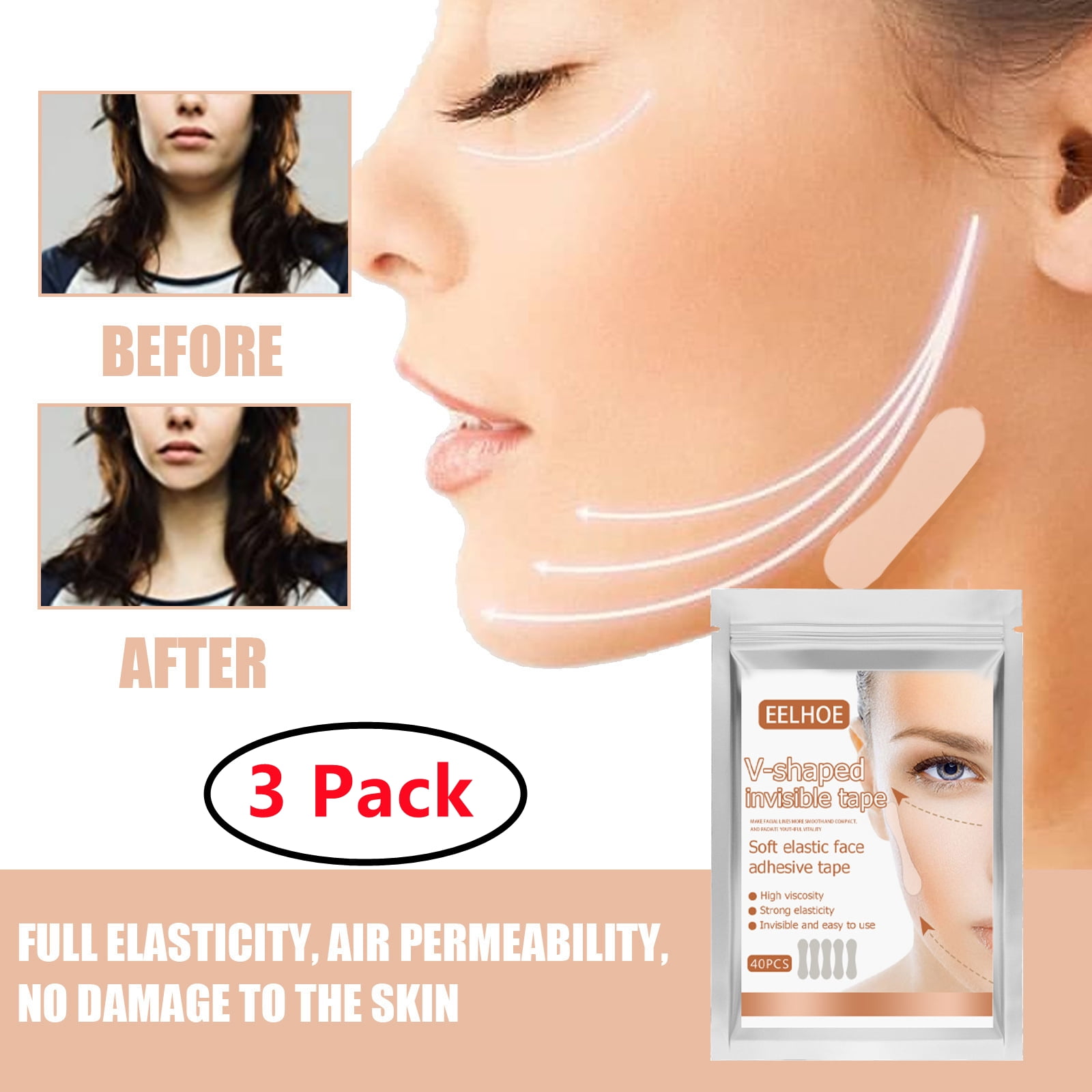 3 Pack Face Lift Tape,Lift Sticker for Face,Instant Face Lifting ...
