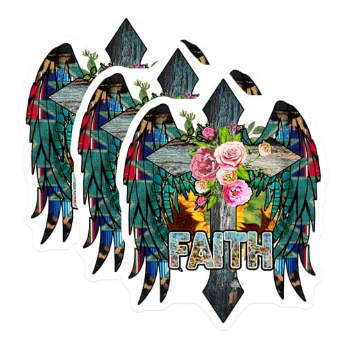 (3 Pack) Faith Decals - Floral Wings Decals - Religious Stickers - 3 ...