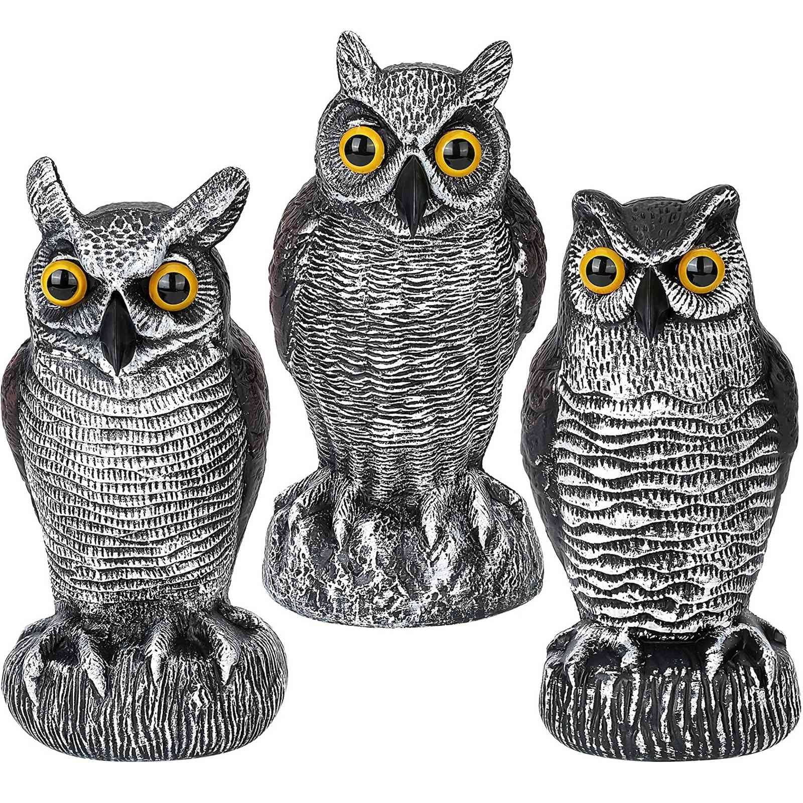 3 Pack Fake Owl Decoys to Scare Birds Away from Gardens and Patios ...