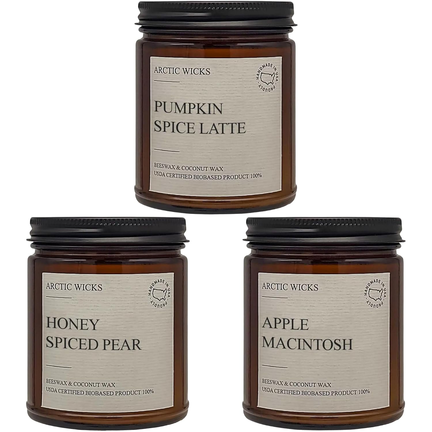 3 Pack Fall Candles Honey Spiced Pear, Pumpkin Spice Latte, Apple ...