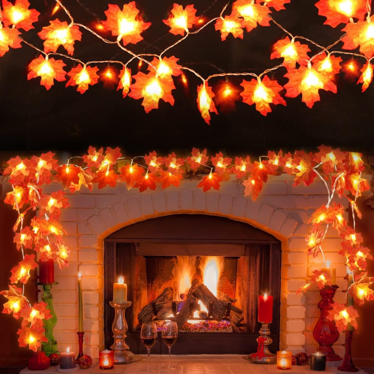 3 Pack Fall Decor Fall Garland String Lights for Home, Maple Leaf ...