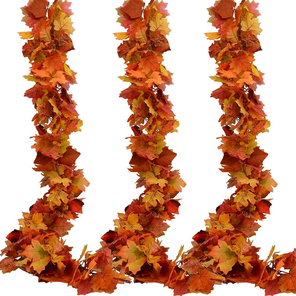 3 Pack Fall Garland Maple Leaf Garland 5.9Ft/Piece Fall Maple Leaves ...