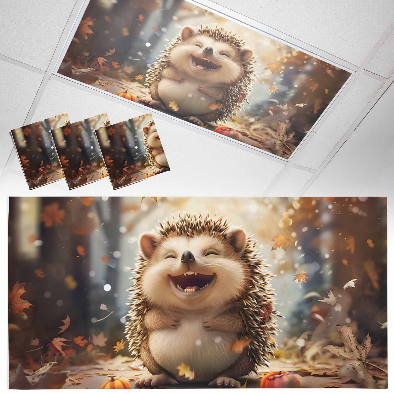 3 Pack Fall Hedgehog Fluorescent Light Covers for Ceiling Lights Animal ...