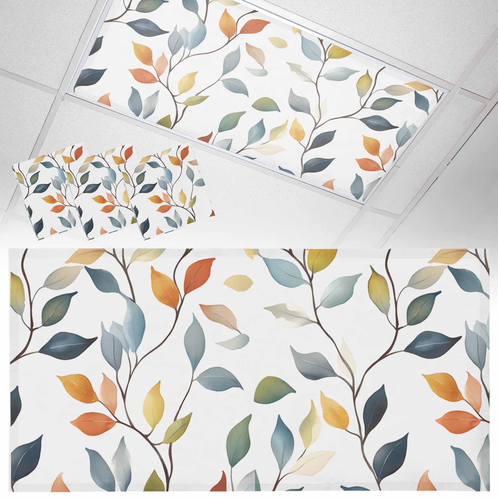 3 Pack Fall Watercolor Leaf Fluorescent Light Covers for Ceiling Lights ...