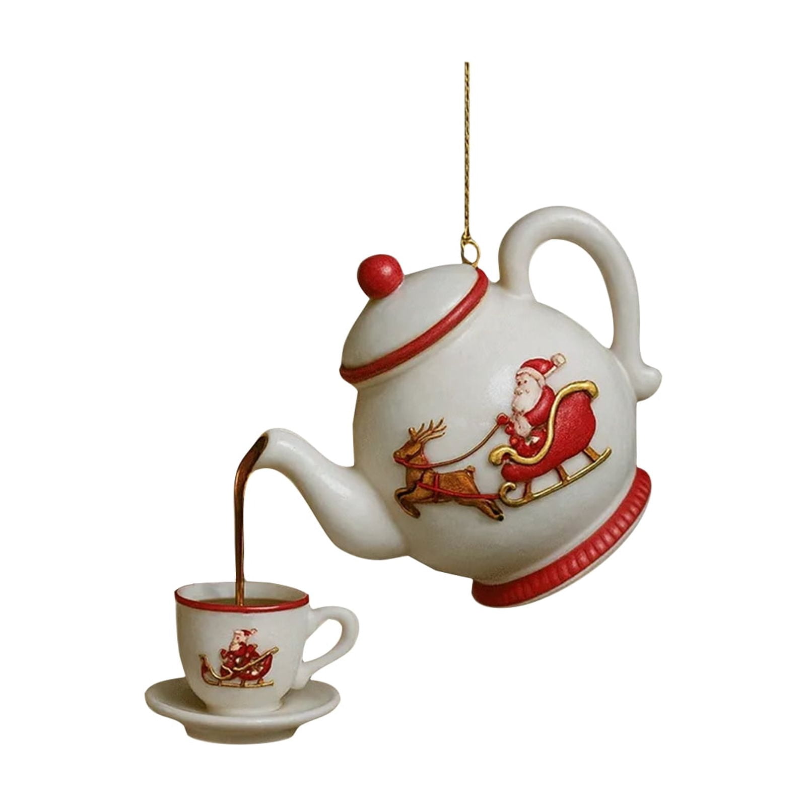 3-Pack Fancy Christmas Teapot Ornament - Floral Tea Pot Set Tree Deocr ...