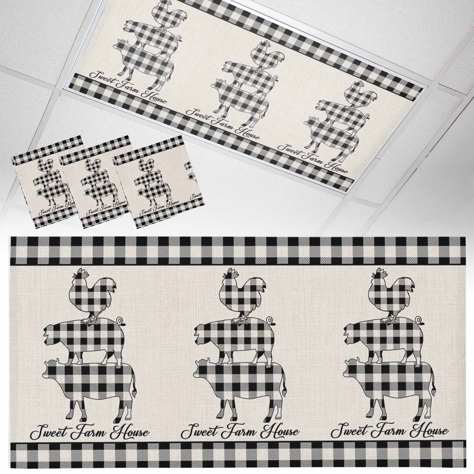 3 Pack Farm Animal Fluorescent Light Covers for Ceiling Lights Buffalo ...