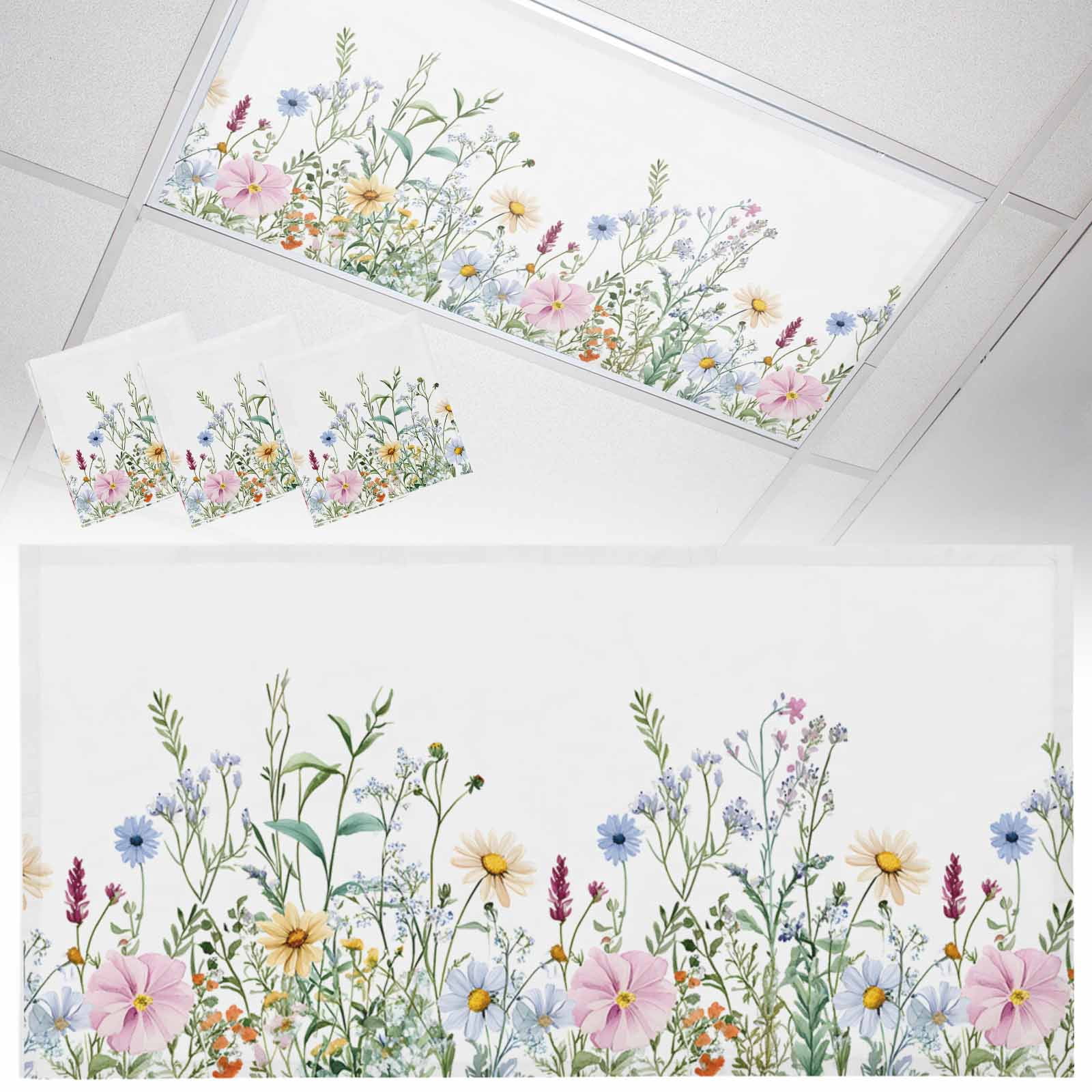 3 Pack Farms Wildflowers Fluorescent Light Covers for Ceiling Lights ...