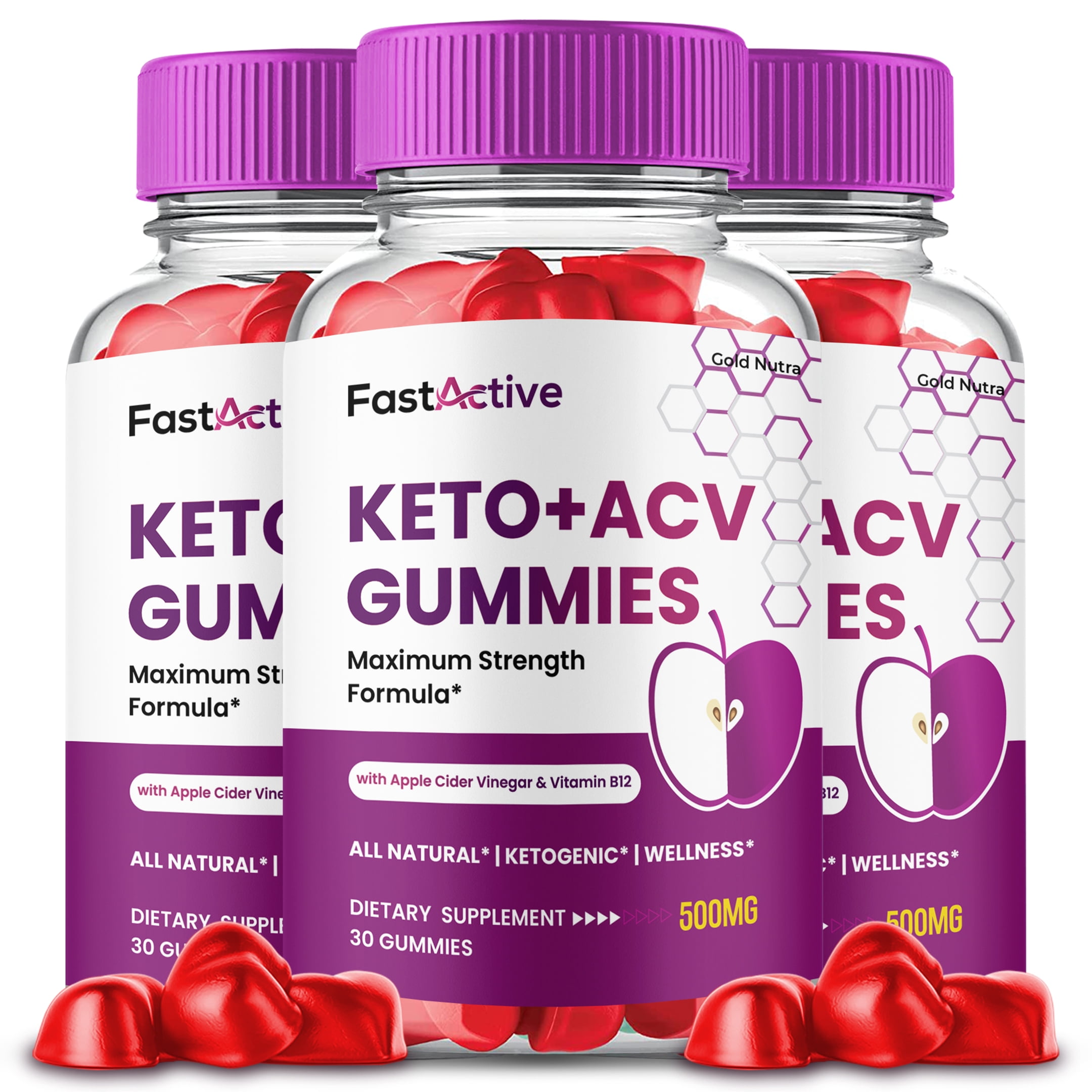 (3 Pack) Fast Active Keto ACV Gummies, FastActive ACV Supplement for ...