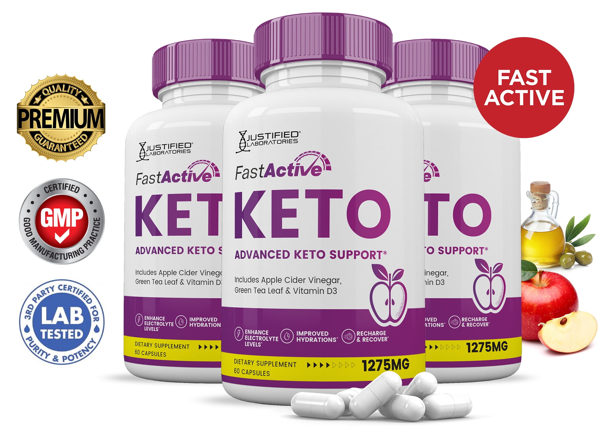(3 Pack) Fast Active Keto ACV Pills 1275mg Alternative to Gummies ...