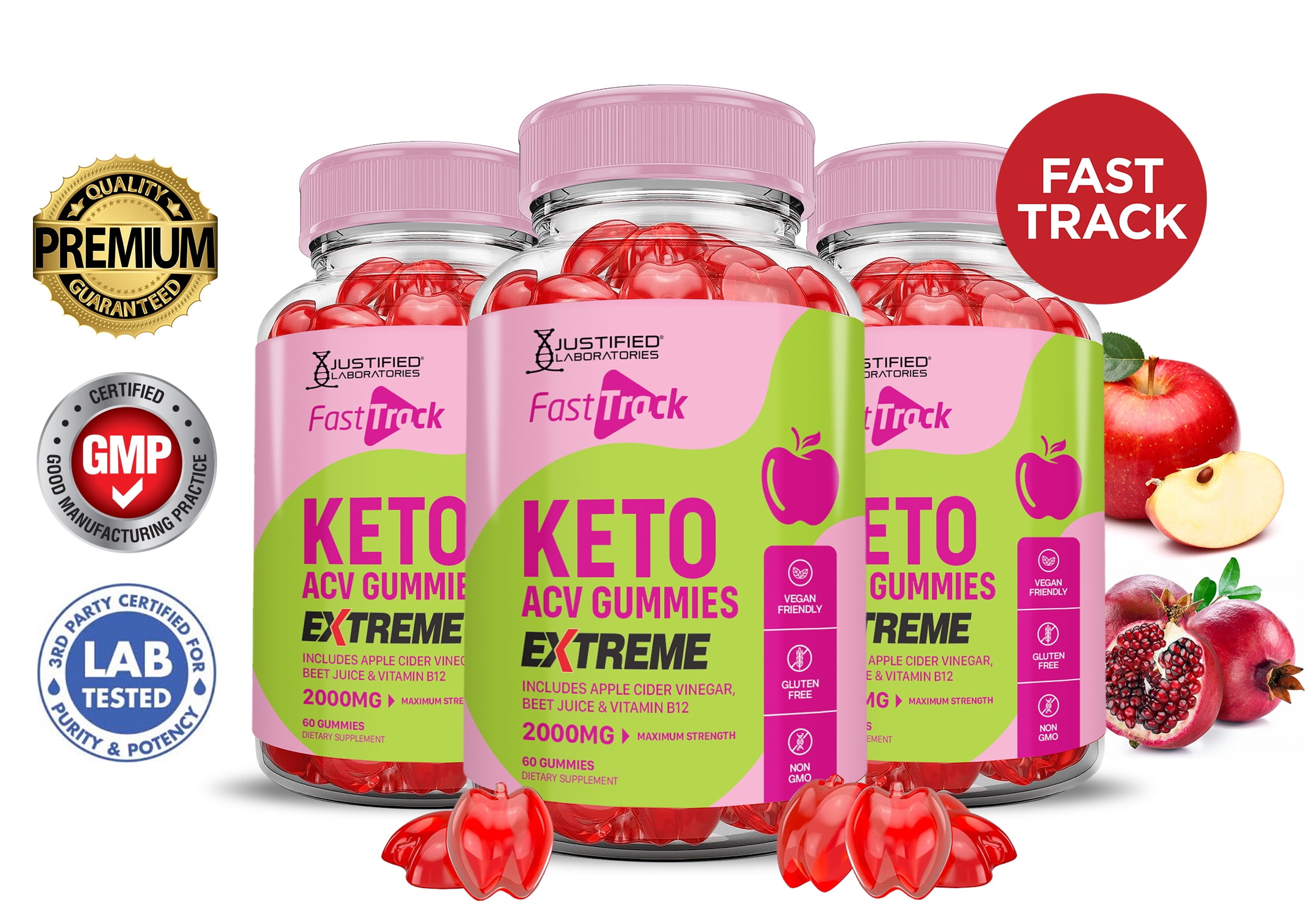 (3 Pack) Fast Track Keto Extreme ACV Gummies 2000mg Dietary Supplement ...
