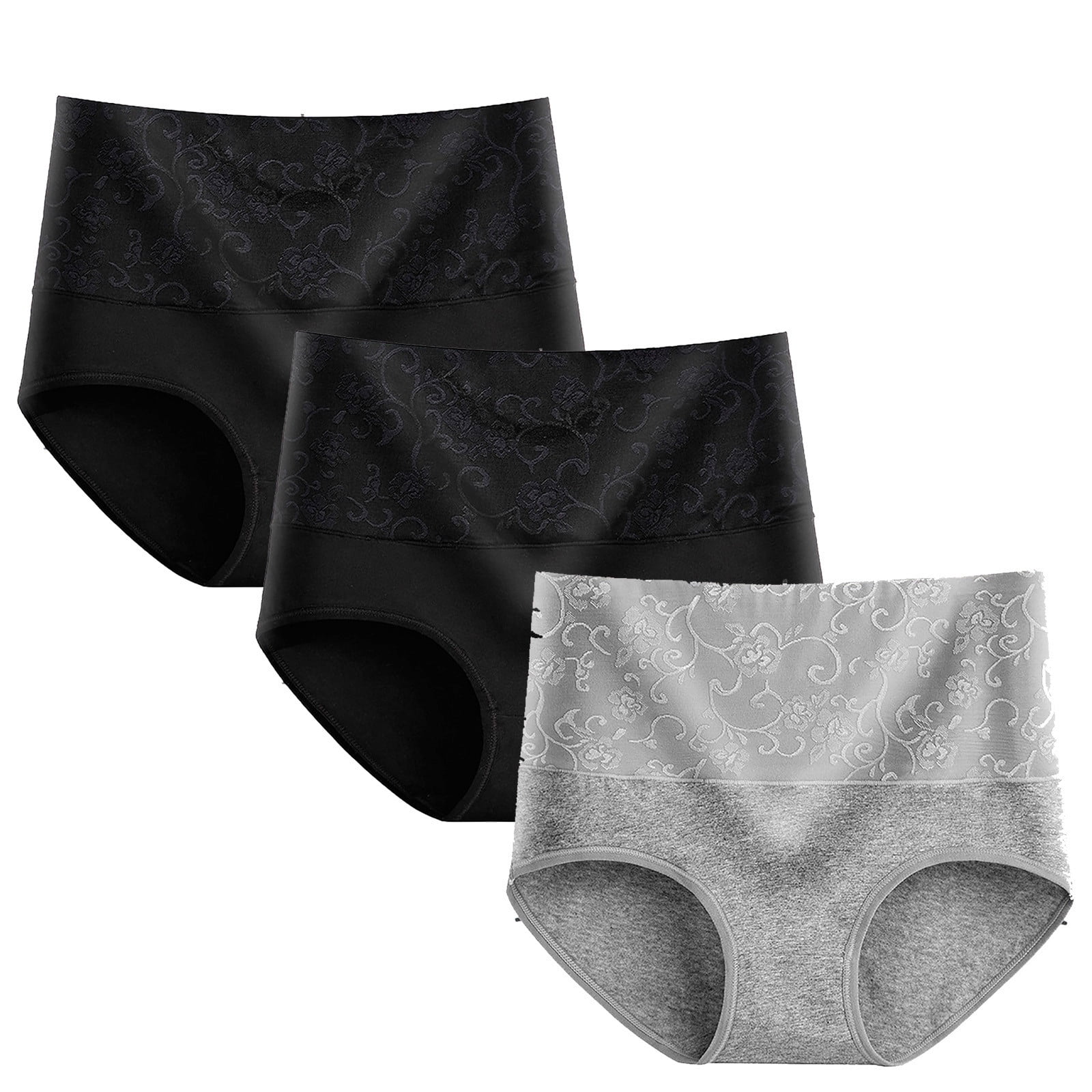 3-Pack Fatuov Women's Cotton Underwear Brief Comfy High Waist Panties ...