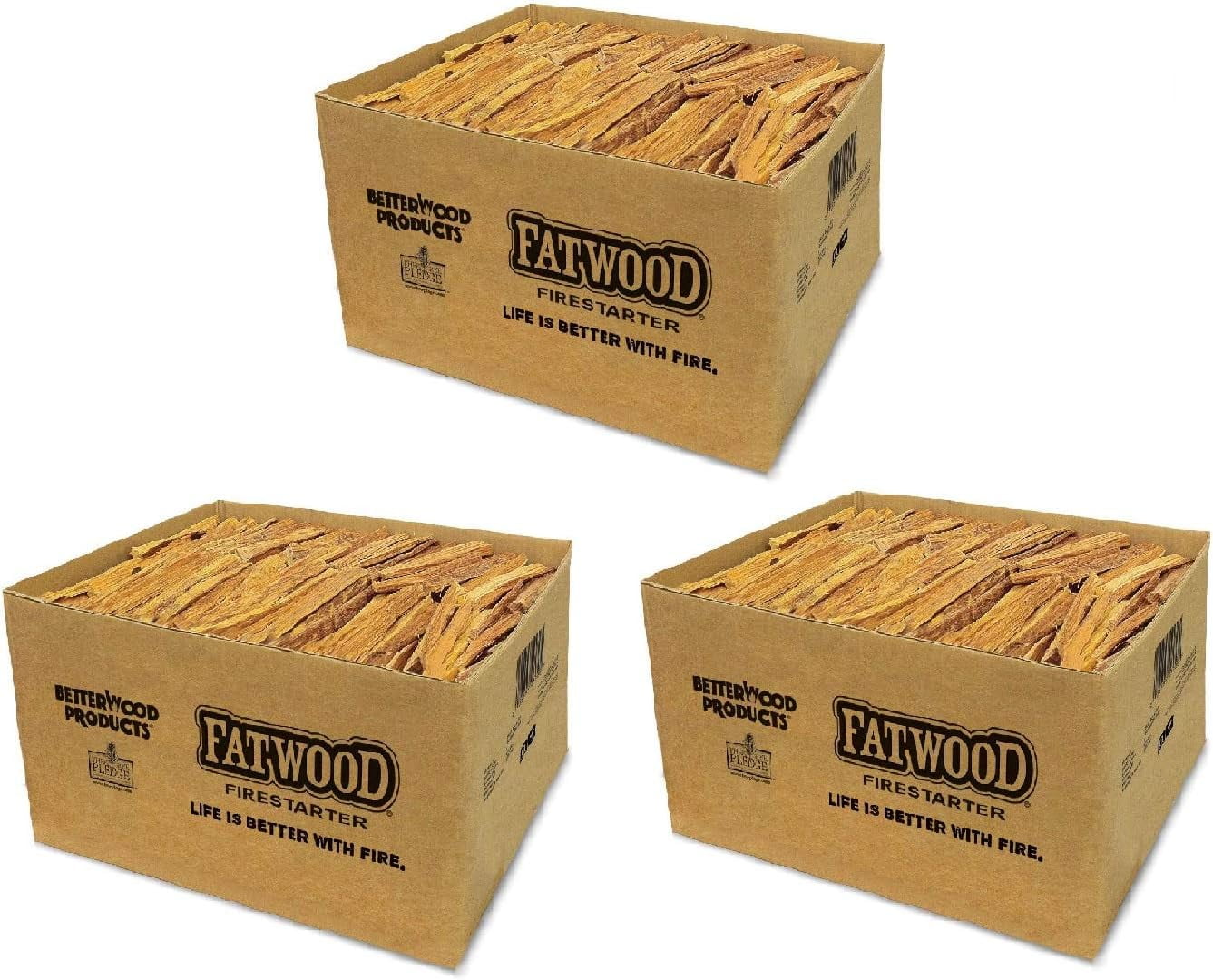 3 Pack Fatwood Fire Starter Sticks, Fireplace & Camping, 25 Lbs ...