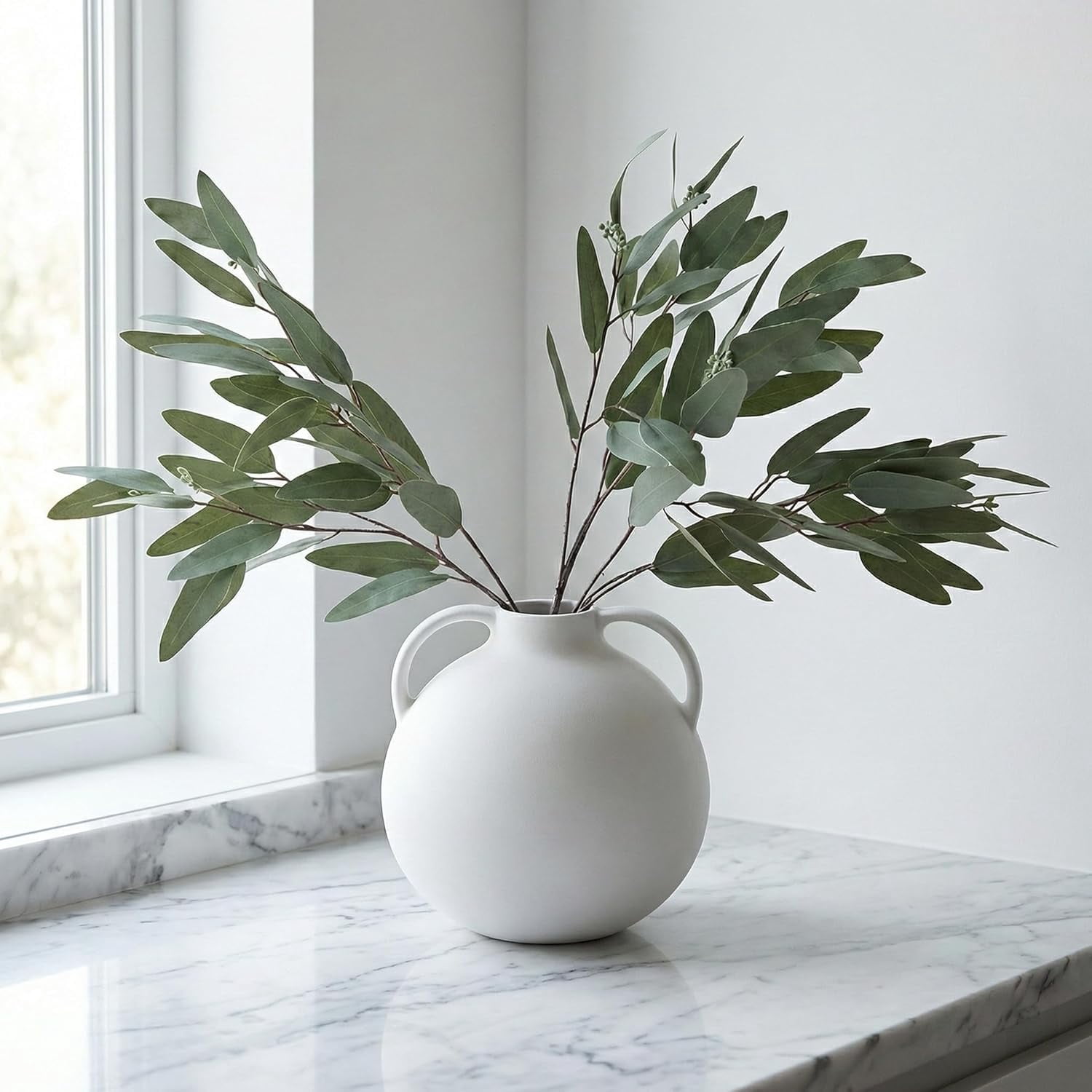 3 Pack Faux Artificial Eucalyptus Stems with Faux Seeds 31'' Tall Fake ...