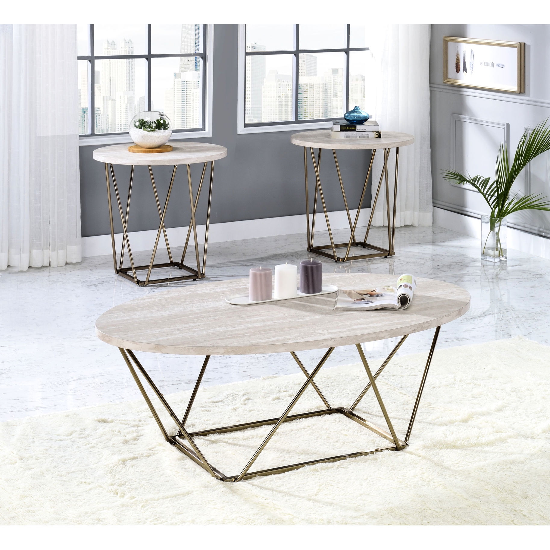 3 Pack, Faux Marble Paper, Iron Construction - Copper-Colored Metal ...