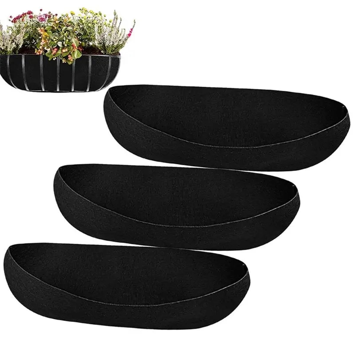 3 Pack Felt Trough Planter Liners 24 Inch Fabric Window Box Liners ...