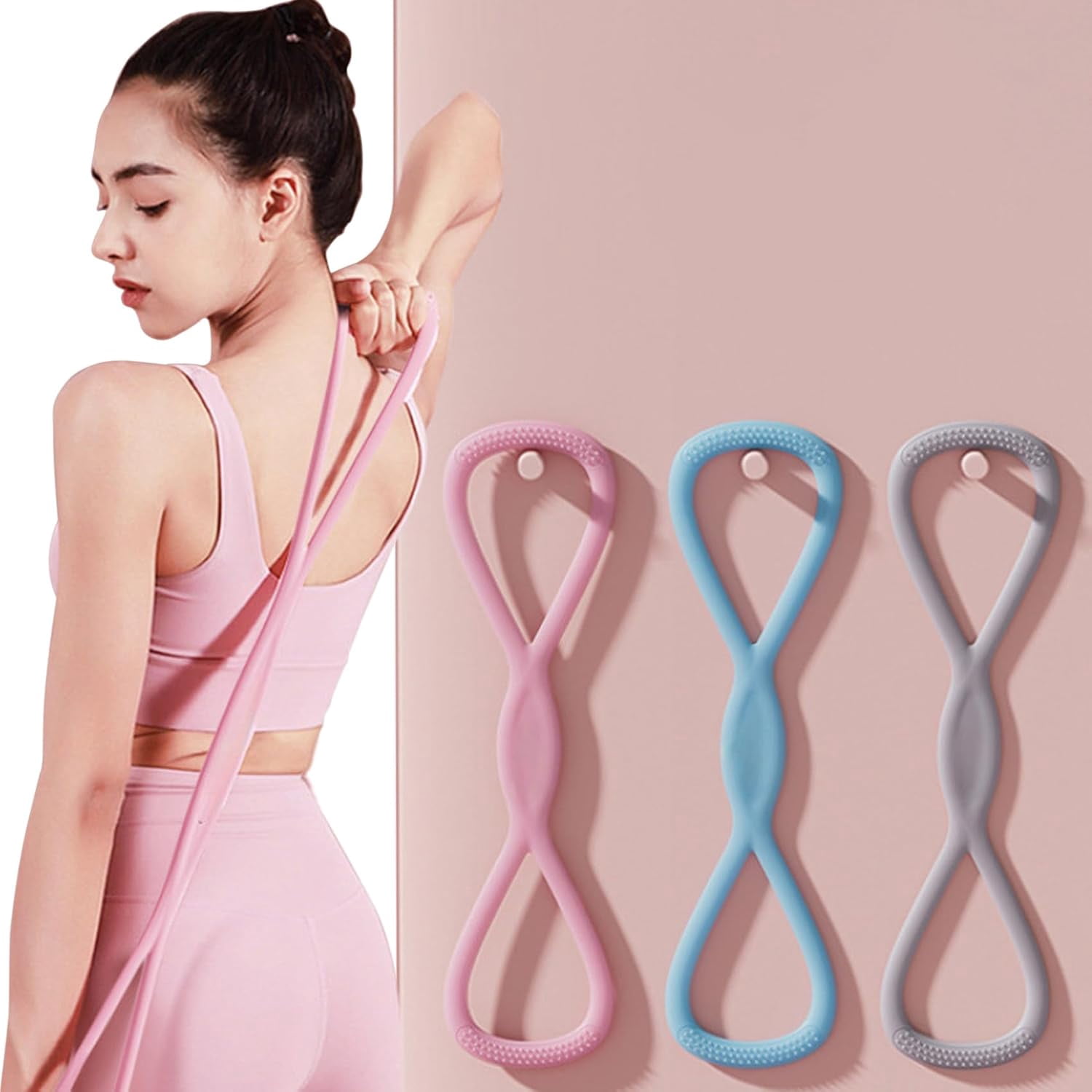 3 Pack Figure 8 Resistance Bands for Women | 15 lbs, 25 lbs & 35 lbs ...