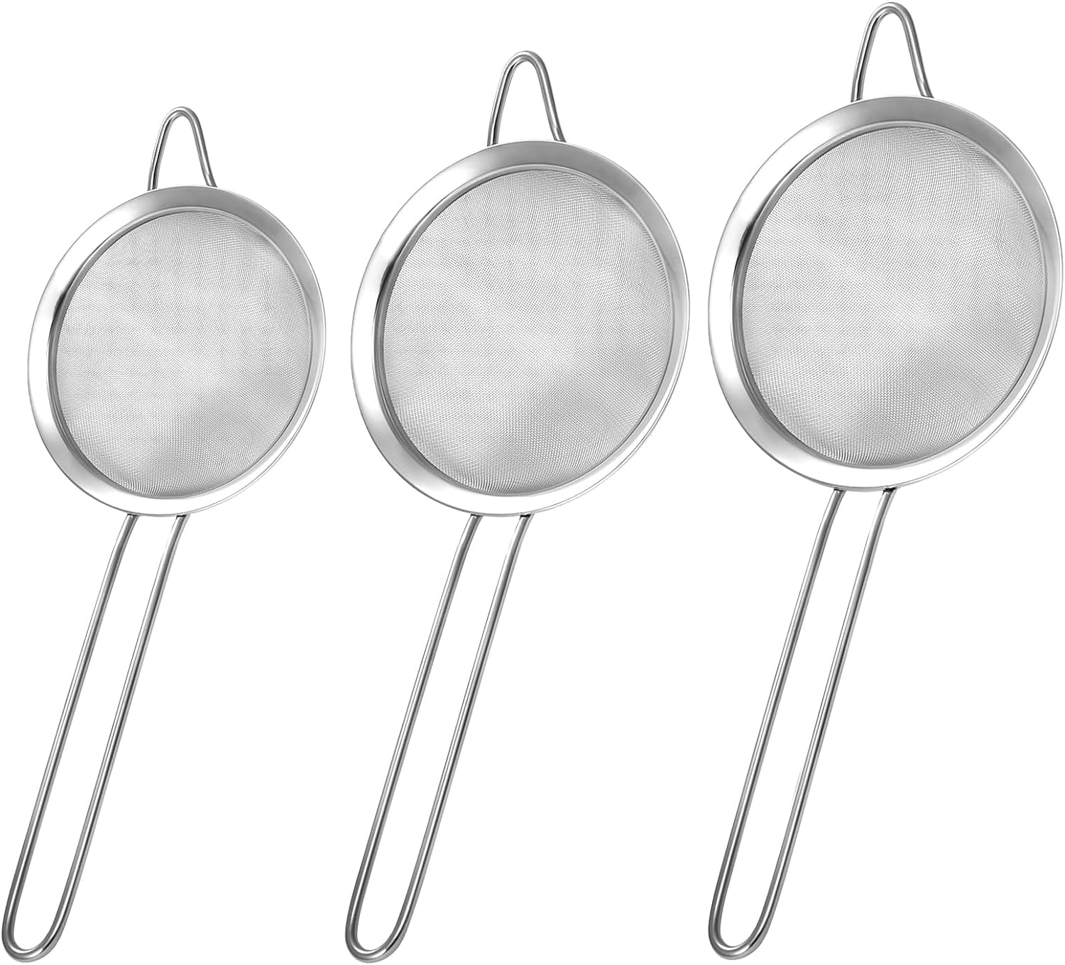 3 Pack Fine Mesh Strainer, Small Stainless Steel Sieves with Handles ...