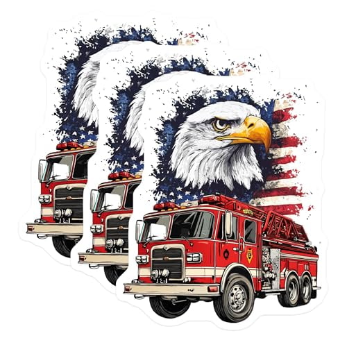 (3 Pack) Fire Truck Decals - American Eagle Flag - Firefighter Decals ...