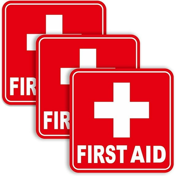 3 Pack First Aid Sign Sticker for Home，Self-Adhesive Waterproof First ...