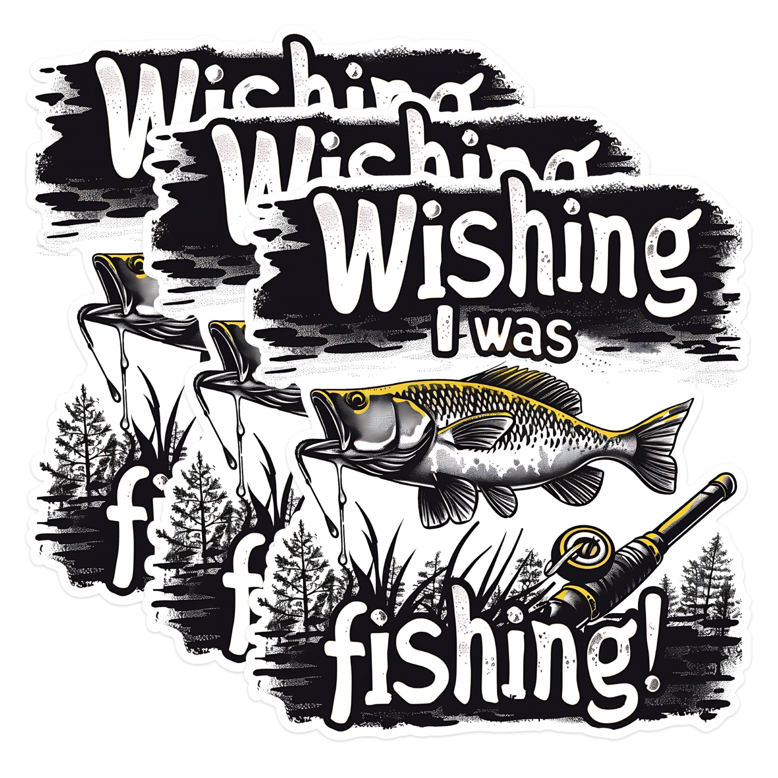(3 Pack) Fishing Decals - I Wish I was Fishing - Angler Decal - 3 ...