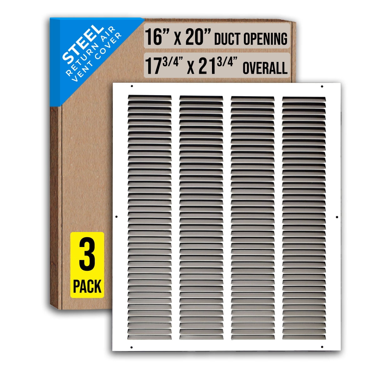 [3 Pack] Fits 16x20 Duct Opening | Steel Return Air Grille by Handua ...