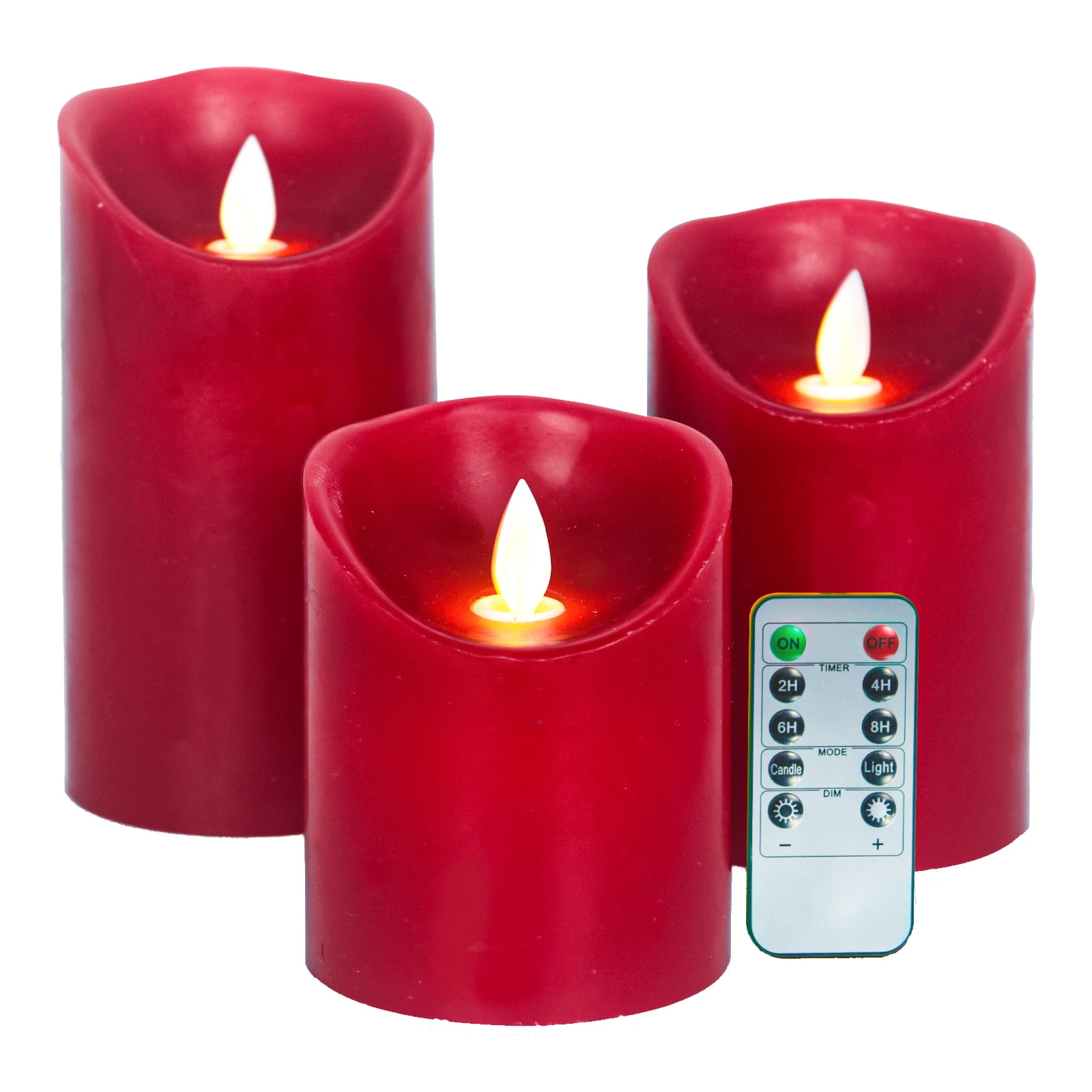 3 Pack Flameless Candles Crimson,Flickering Most Realistic LED Candles ...