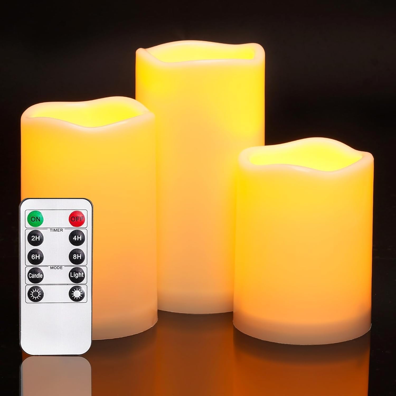 3 Pack Flameless Candles, Outdoor Waterproof, Battery Operated LED ...