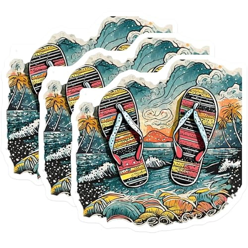 (3 Pack) Flip Flop Decals - Beach Theme Art - Summer Vibes Sticker - 3 ...