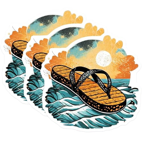 (3 Pack) Flip Flop Decals - Beach Theme - Summer Vibes - 3 Inches On ...