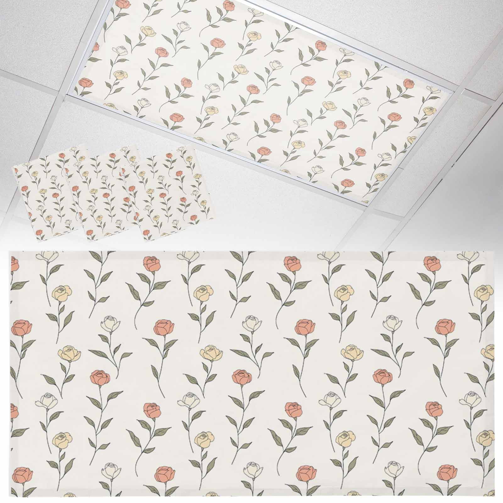 3 Pack Floral Fluorescent Light Covers for Ceiling Lights Leaf Plant ...