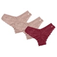 3-Pack Floral Lace Brief Panties, Scalloped Lace Trim, Sheer Low Waist ...