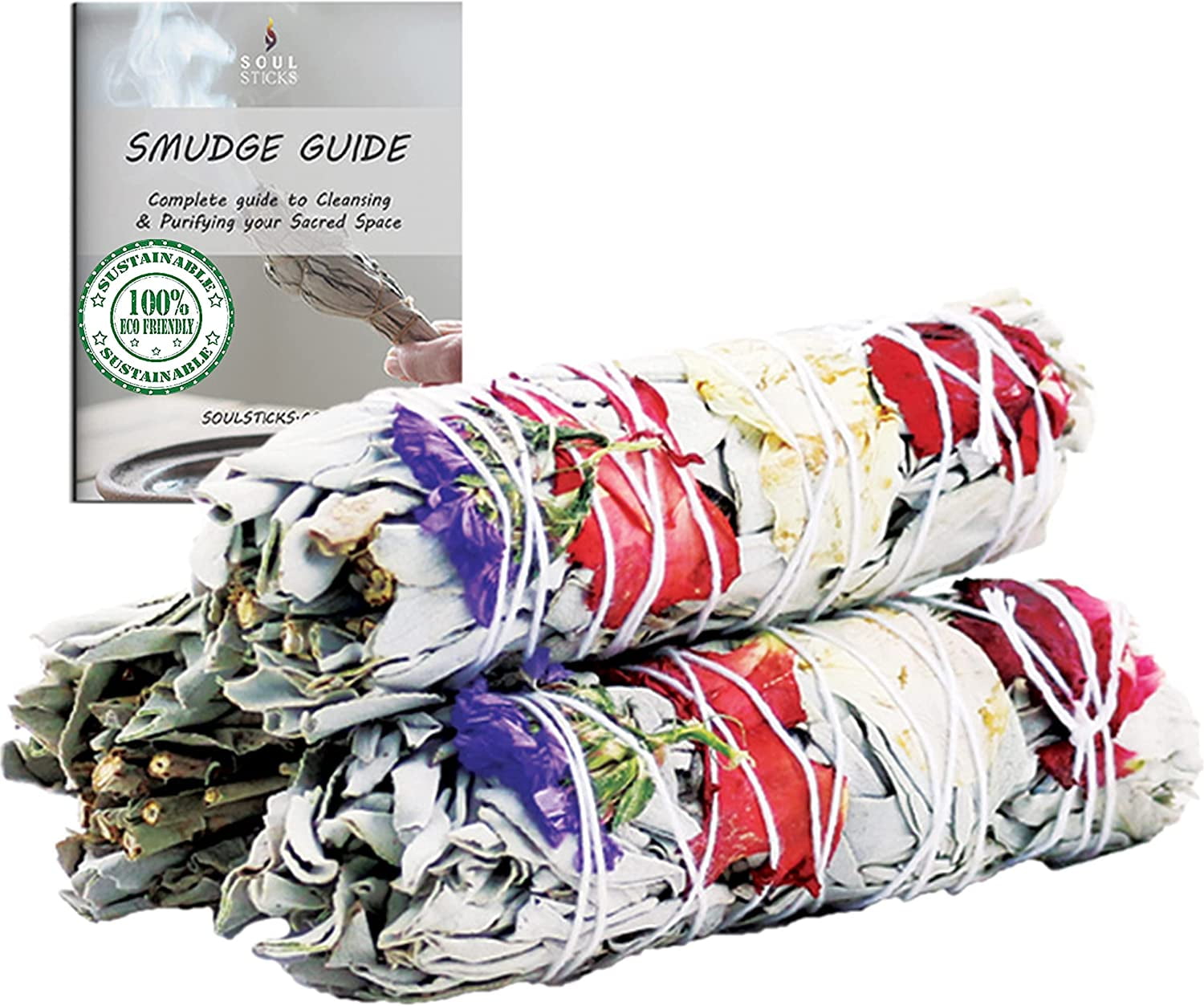 3 Pack Floral White Sage Smudge Sticks with Instructions | MORNING ...
