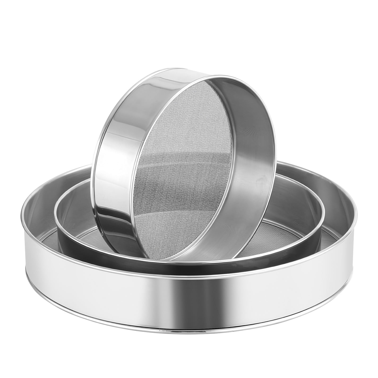 3 Pack Flour Sifter for Baking 40 Mesh, 6/7/8 Inch Round Stainless ...